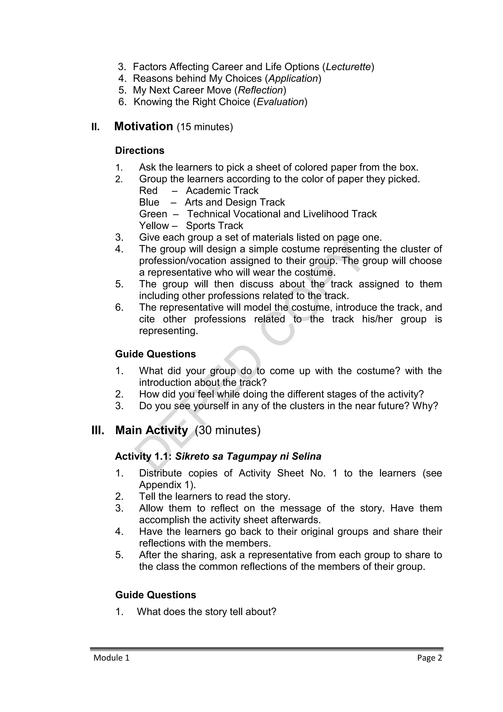 G11 career guidance manual for teachers | PDF