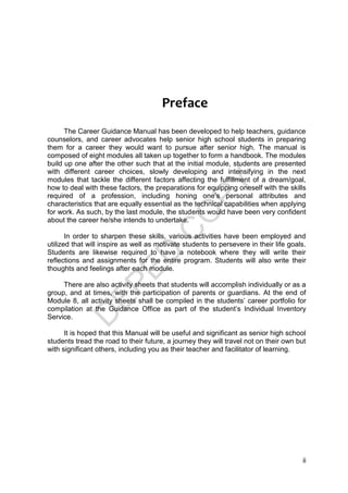 G11 career guidance manual for teachers | PDF