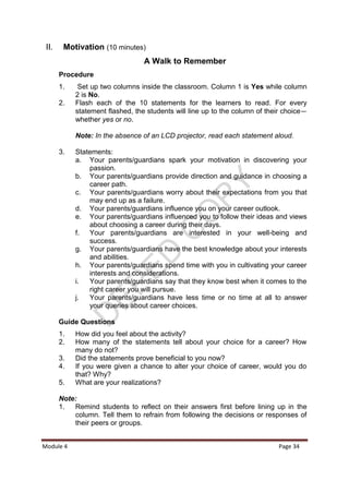 G11 career guidance manual for teachers | PDF