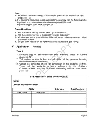 G11 career guidance manual for teachers | PDF