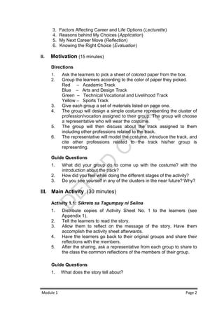 G11 career guidance manual for teachers | PDF