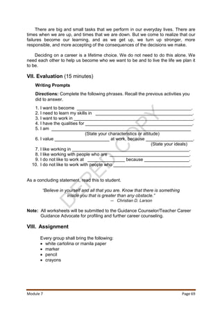 G11 career guidance manual for teachers | PDF