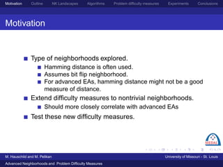 Advanced Neighborhoods and Problem Difficulty Measures | PPT