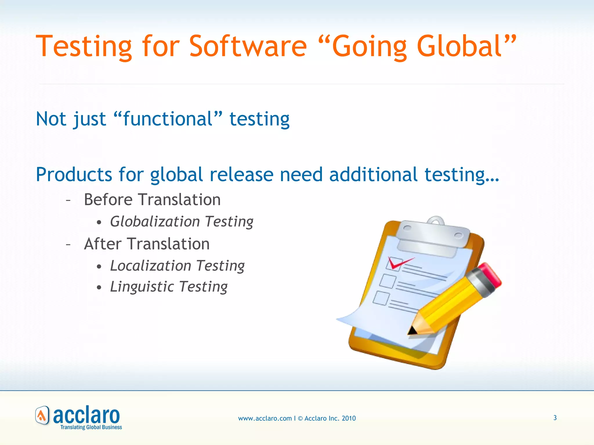 Introduction to Globalization Testing with Acclaro | PPT