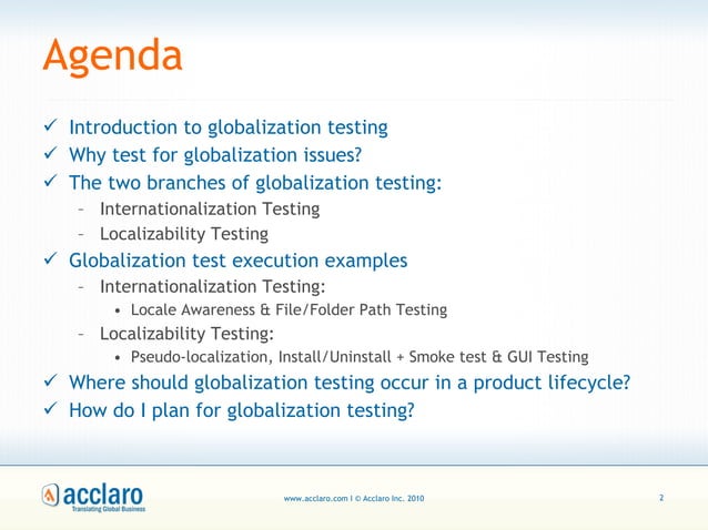 Introduction to Globalization Testing with Acclaro | PPT