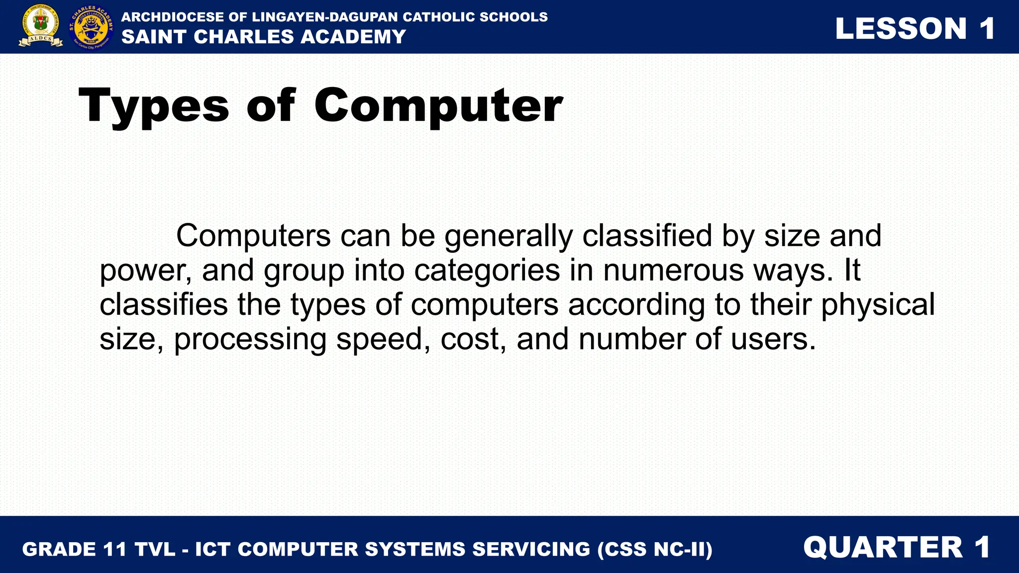 Grade 11 - TVL - Computer system servicing | PPTX