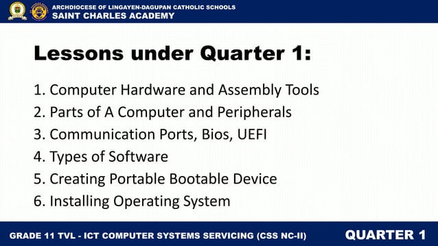 Grade 11 - TVL - Computer system servicing | PPTX | Desktops | Computing