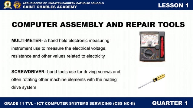 Grade 11 - TVL - Computer system servicing | PPTX | Desktops | Computing