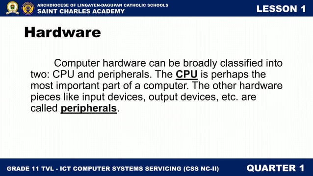 Grade 11 - TVL - Computer system servicing | PPTX | Desktops | Computing