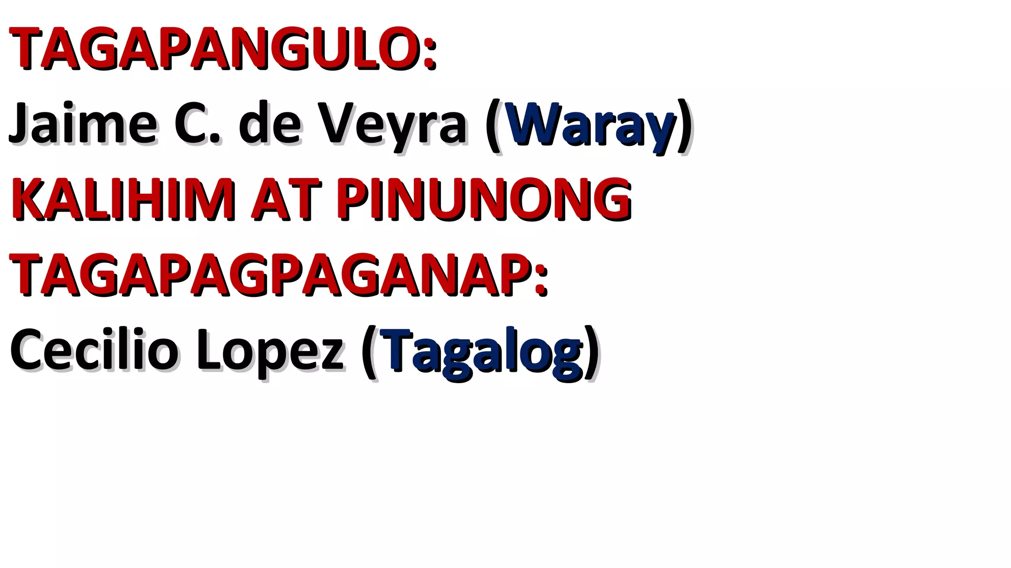 Wikang Pambansa, Wikang Opisyal at Wikang Panturo | PPT