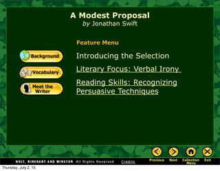 A Modest Proposal Introductin | PDF | Humor and Satire | Pop Culture