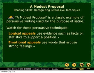 A Modest Proposal Introductin | PDF | Humor and Satire | Pop Culture