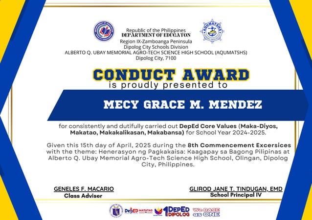G12 CONDUCT AWARD certificate of recognaton | PPT