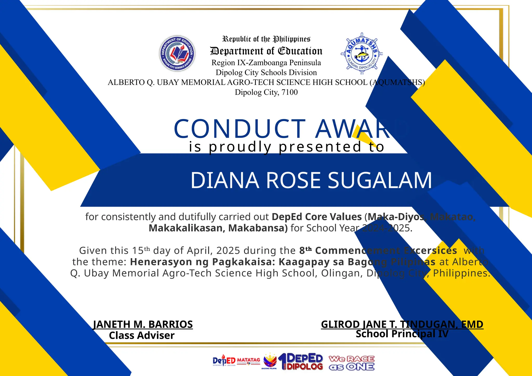 G12 CONDUCT WARD certificate of recognation | PPT
