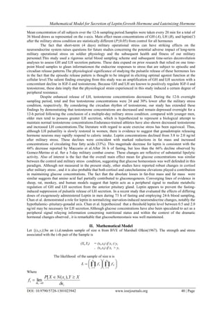 Mathematical Model for Secretion of Leptin, Growth Hormone and ...