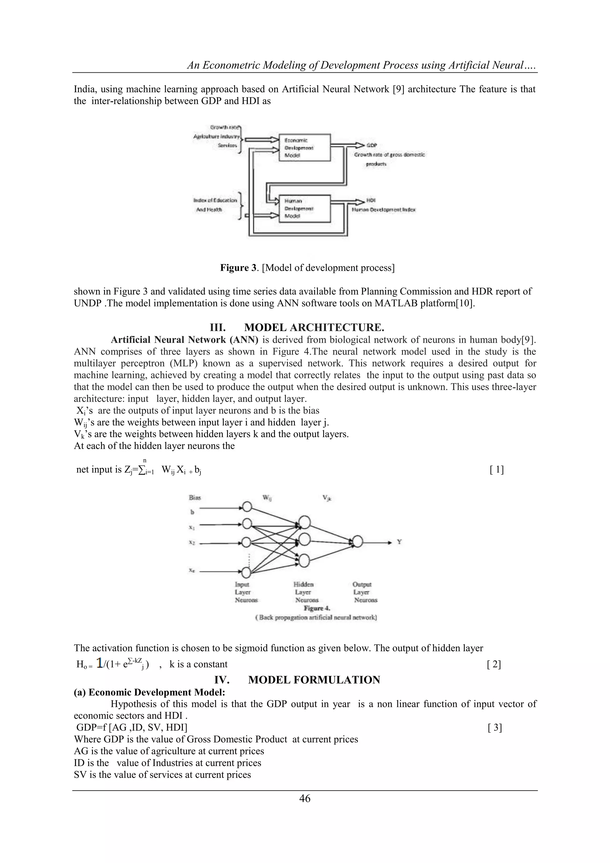 An Econometric Modeling Of Development Process Using Artificial Neural