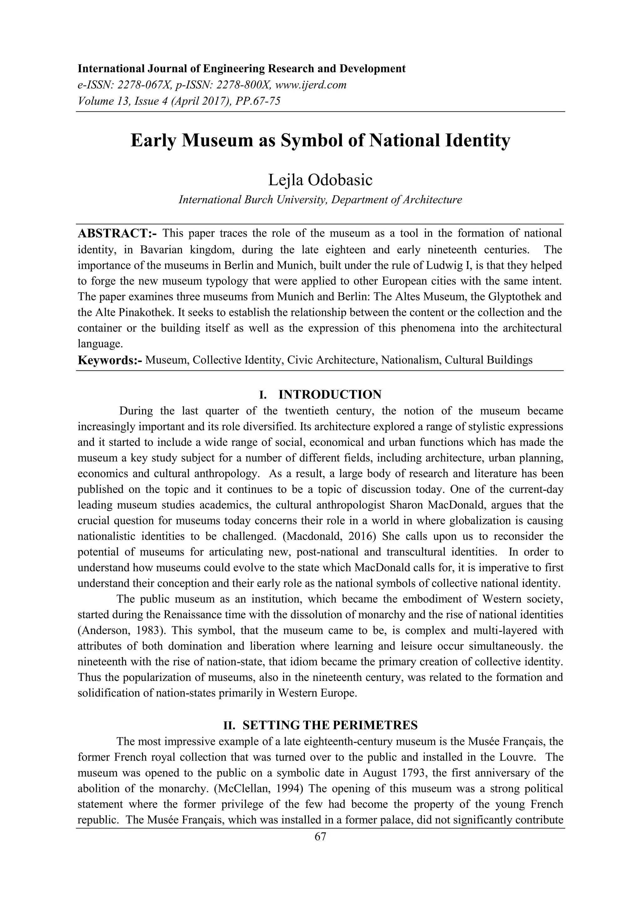 Early Museum as Symbol of National Identity | PDF