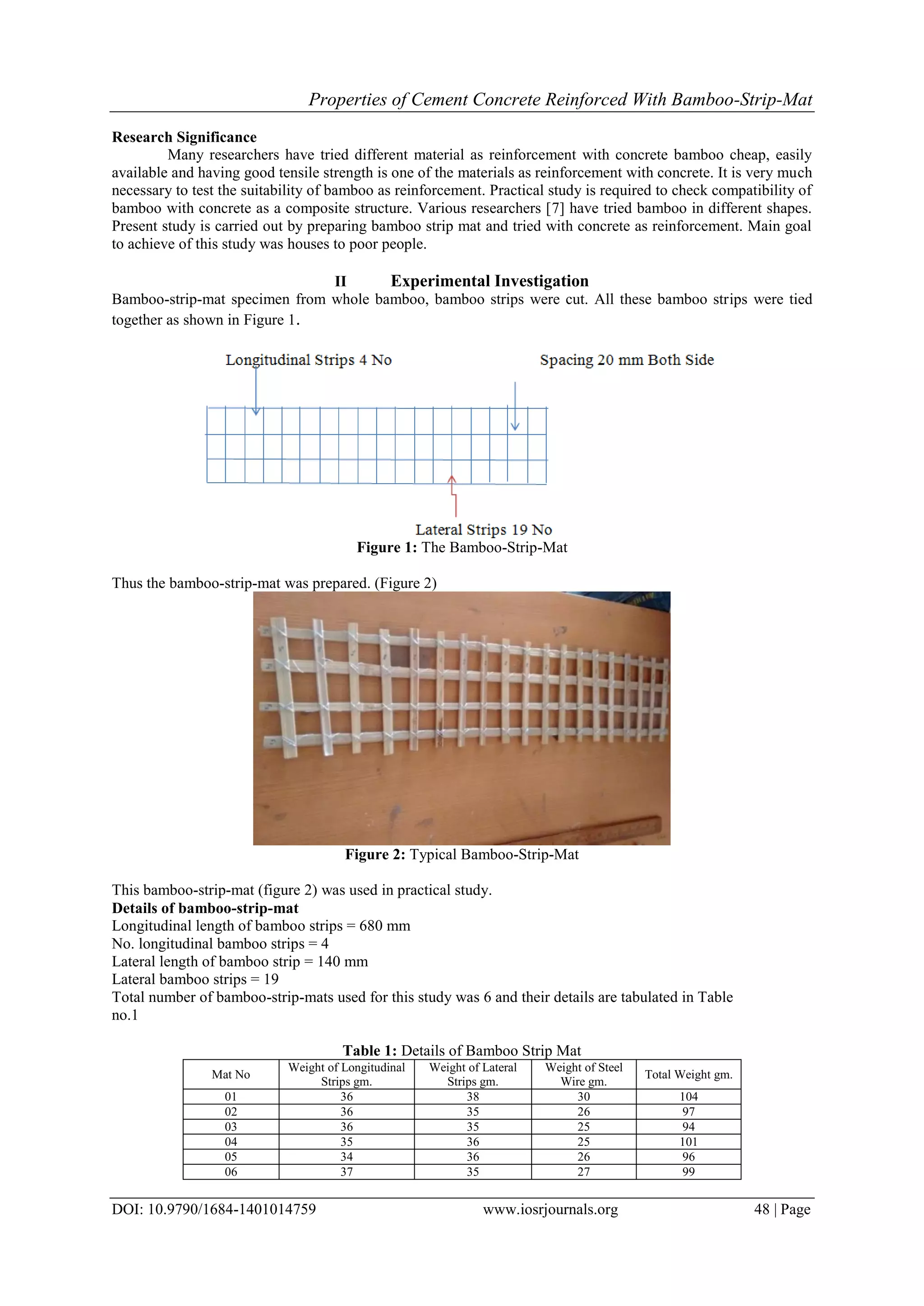 Properties of Cement Concrete Reinforced With Bamboo-Strip-Mat | PDF ...