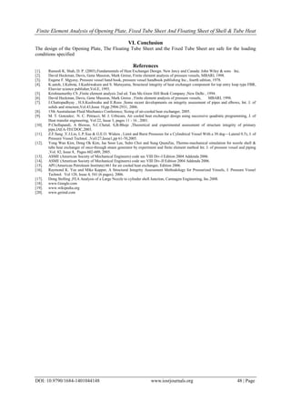 Finite Element Analysis of Opening Plate, Fixed Tube Sheet and Floating ...