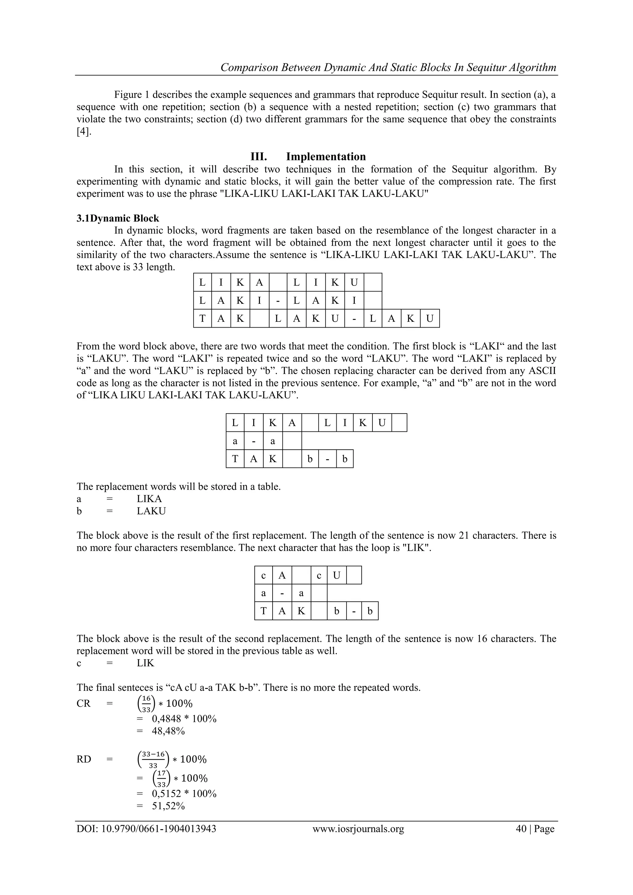 Comparison Between Dynamic And Static Blocks In Sequitur Algorithm Pdf 5290