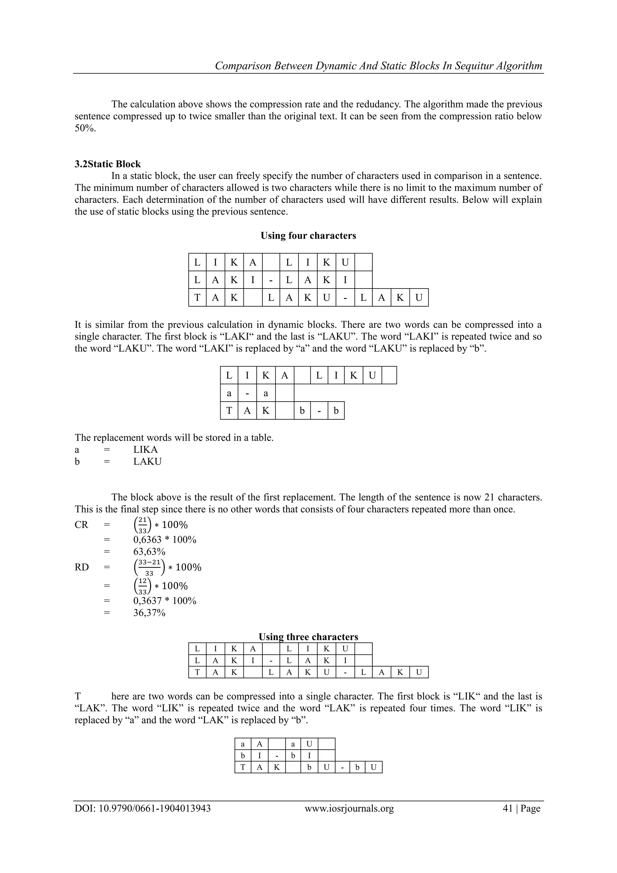Comparison Between Dynamic And Static Blocks In Sequitur Algorithm Pdf 4516