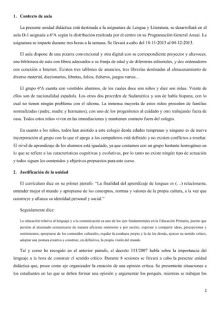 Unidad Didáctica Lengua y Literatura 6º Primaria | DOCX