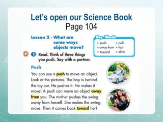 G1 Objects can Move force push and pull.pptx | Swimming | Sports