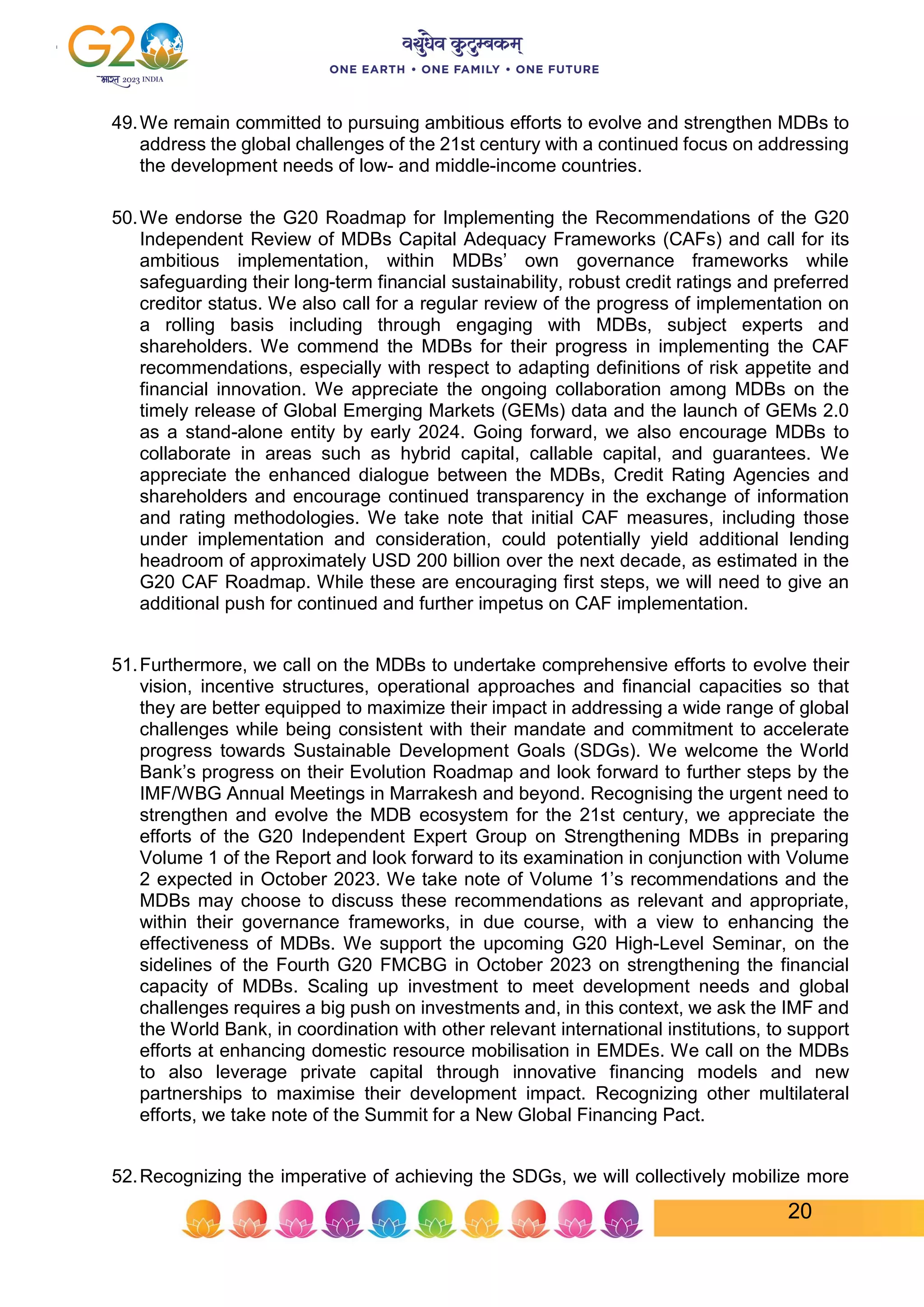 G20 New Delhi Leaders Declaration | PDF