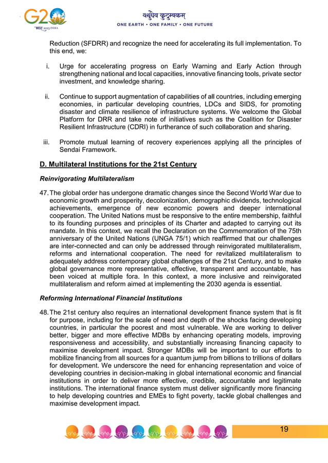 G20 New Delhi Leaders Declaration | PDF