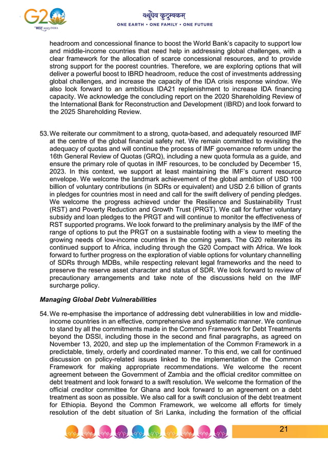 G20 New Delhi Leaders Declaration | PDF