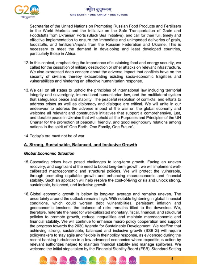 G20 New Delhi Leaders Declaration | PDF