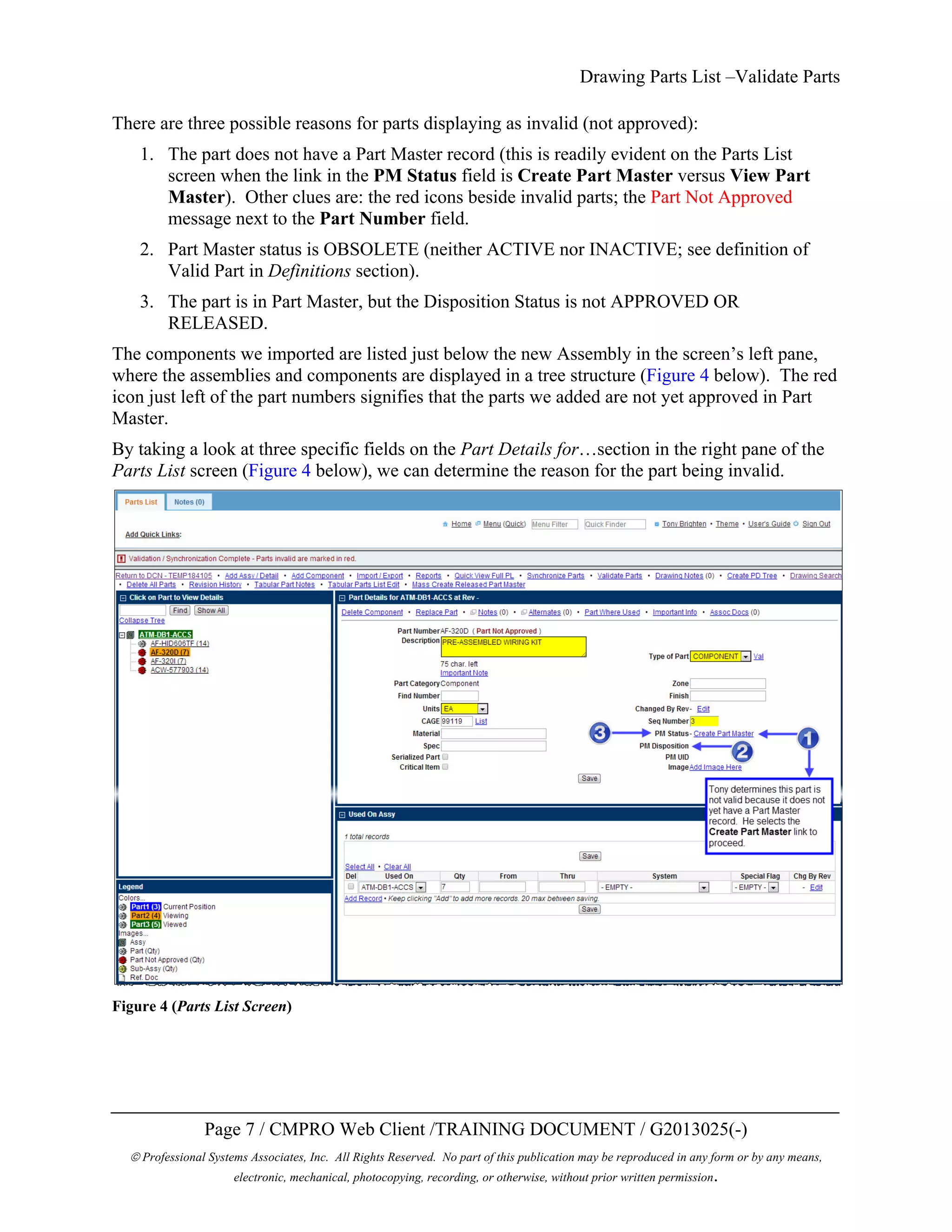 CMPRO Process Guide: Drawing Parts List – Validate Parts | PDF