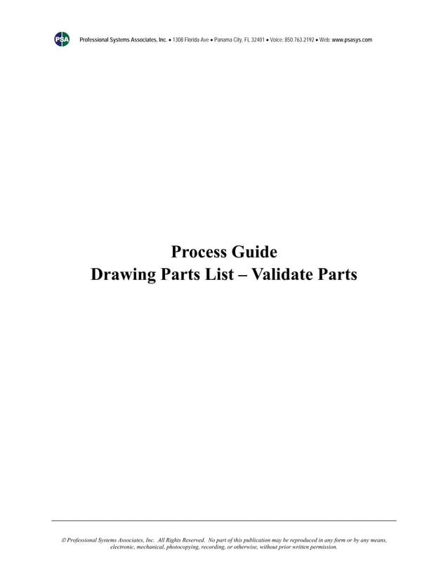 CMPRO Process Guide: Drawing Parts List – Validate Parts | PDF
