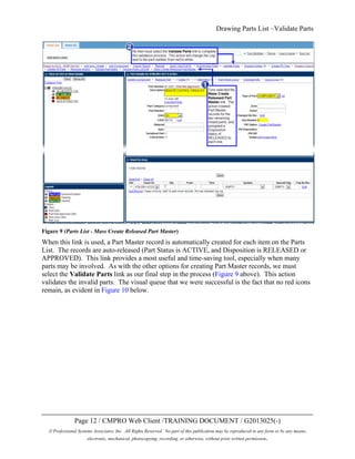 CMPRO Process Guide: Drawing Parts List – Validate Parts | PDF