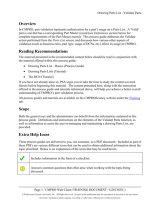 CMPRO Process Guide: Drawing Parts List – Validate Parts | PDF