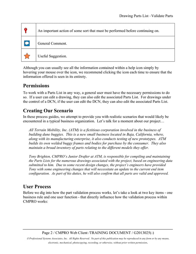 CMPRO Process Guide: Drawing Parts List – Validate Parts | PDF