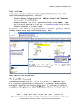 CMPRO Process Guide: Drawing Parts List – Validate Parts | PDF