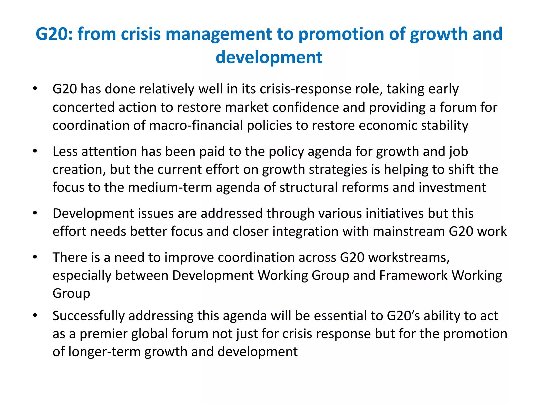 G20 Growth Agenda: Framework for Strong, Sustainable, and Balanced ...