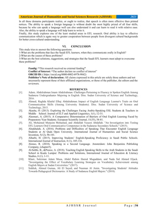 The problems of Fluency in Spoken English among EFL Learners in Saudi Universities | PDF