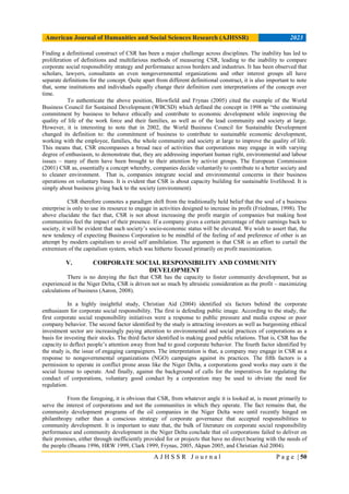 CORPORATE SOCIAL RESPONSIBILITY AND COMMUNITY DEVELOPMENT IN THE NIGER DELTA | PDF | Environment ...