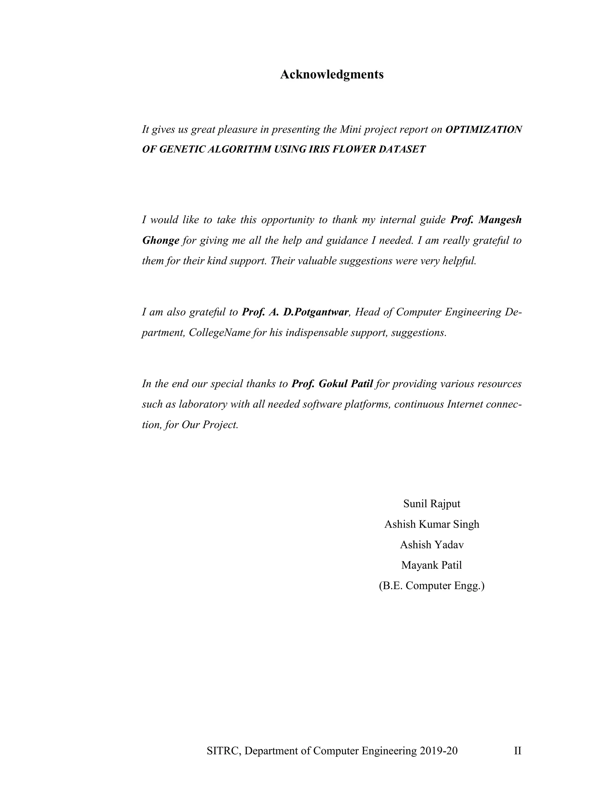 Genetic Algorithm for optimization on IRIS Dataset REPORT pdf | PDF