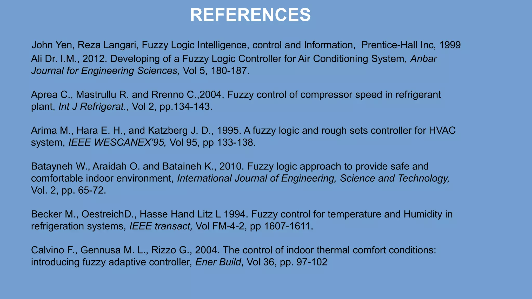Developing Air Conditioner Controller Using Matlab Fuzzy Logic Presentation Ppt 