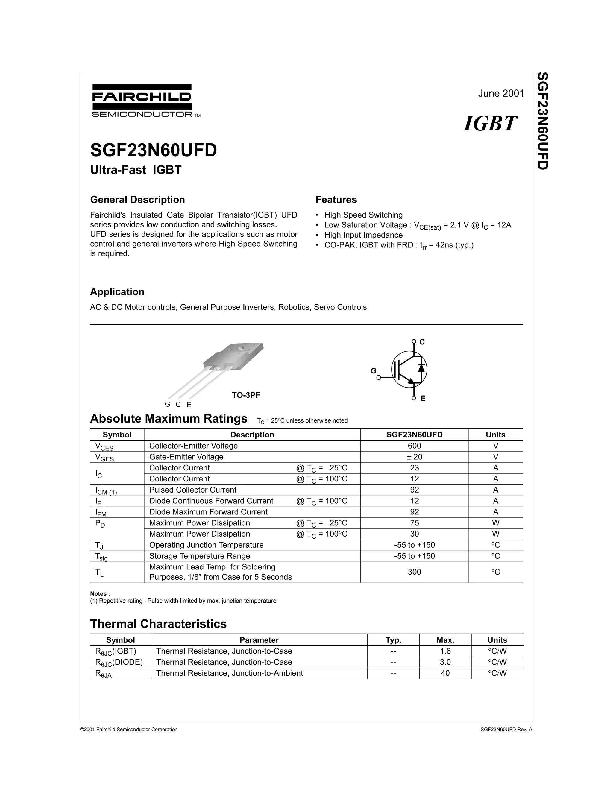 Original IGBT SGF23N60UFD G23N60UF G23N60 23N60 600V 23A New | PDF