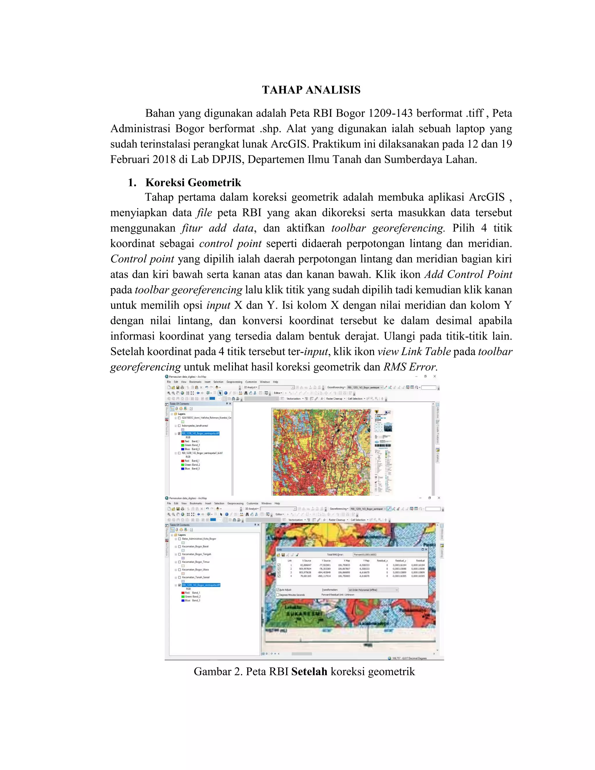 Koreksi Geometrik, Digitasi Peta dan Pengisian Tabel Atribute | PDF