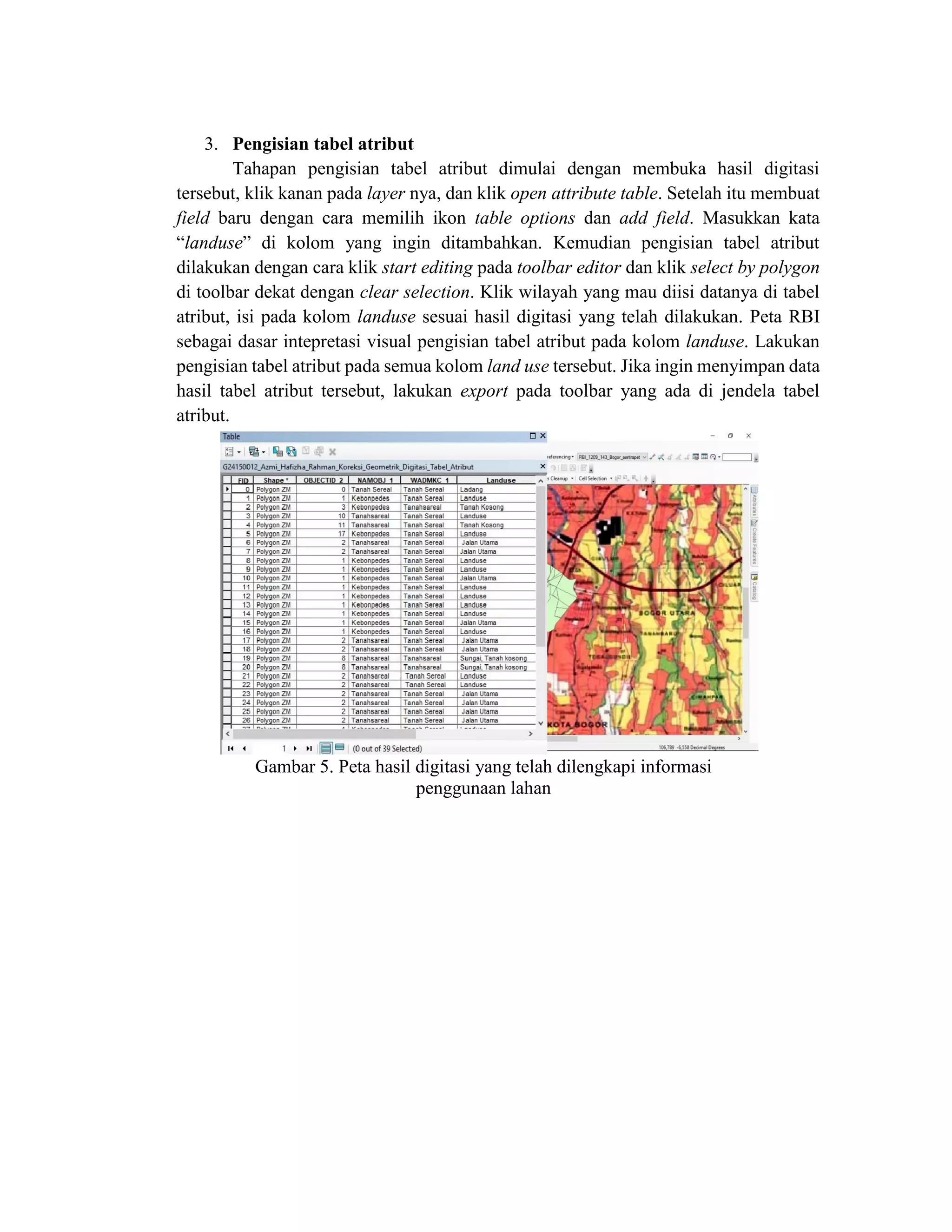 Koreksi Geometrik, Digitasi Peta dan Pengisian Tabel Atribute | PDF