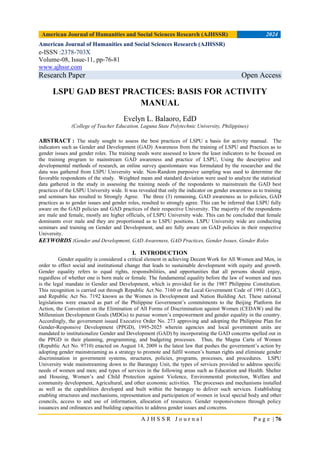 LSPU GAD BEST PRACTICES: BASIS FOR ACTIVITY MANUAL | PDF