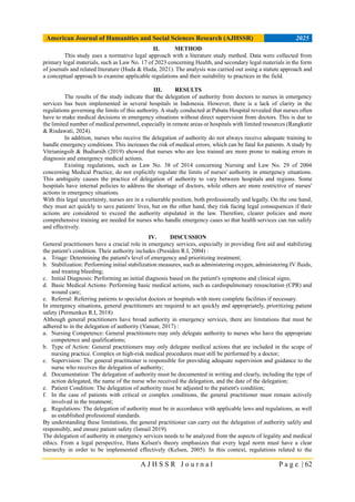 Delegation of Doctor's Authority to Nurses in Emergency Services Based ...