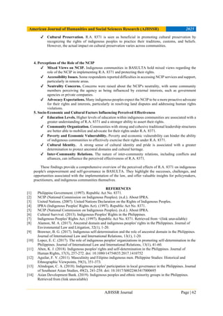 THE PERCEIVED EFFECTS OF R.A. 8371 ON INDIGENOUS PEOPLE'S EMPOWERMENT ...