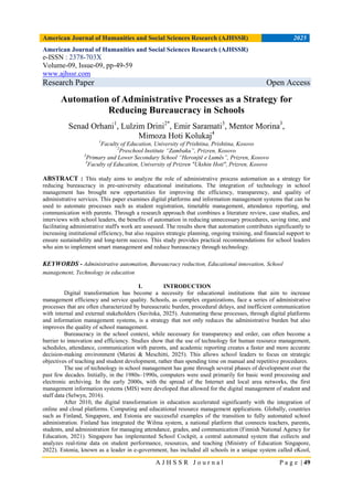 Automation of Administrative Processes as a Strategy for Reducing ...