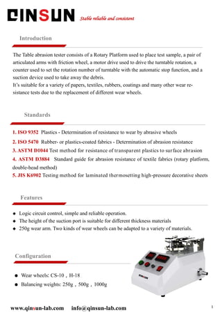 G270 taber abrasion and wear tester | PDF